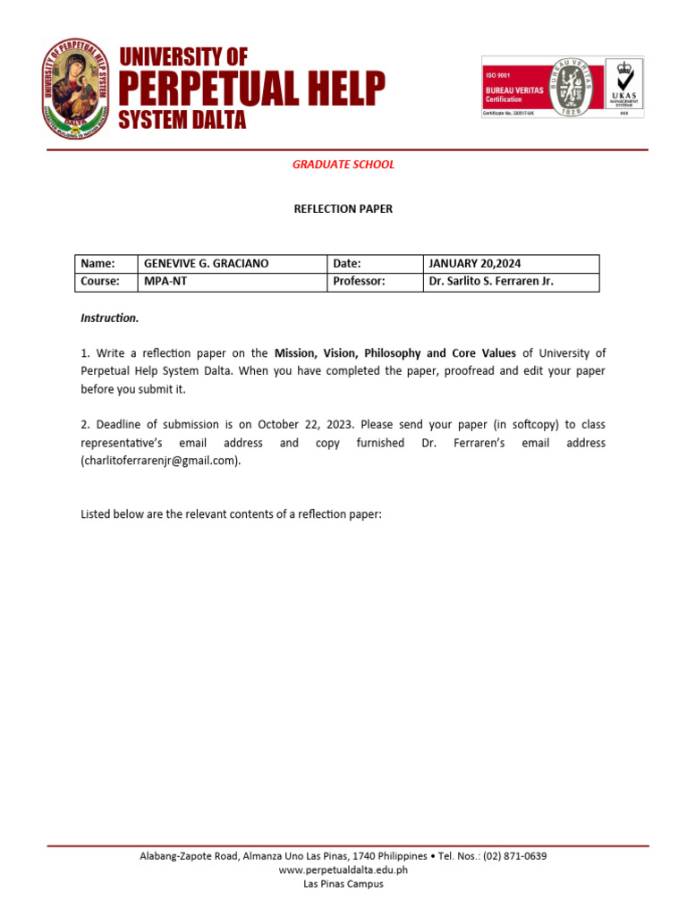 UPHSD Mission, Vision, and Core Values | PDF