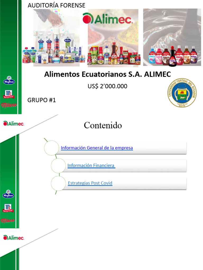 Presentación Alimec Grupo 1 | PDF | Bancos | Negocios económicos