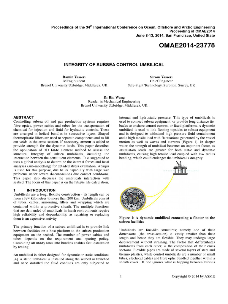 Integrity of Subsea Control Umbilical | PDF | Fatigue (Material) | Waves