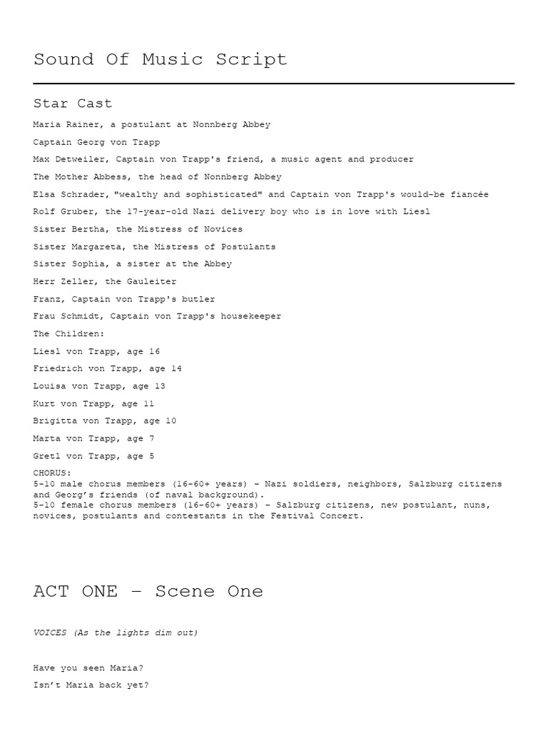 Sound of Music - Script | PDF