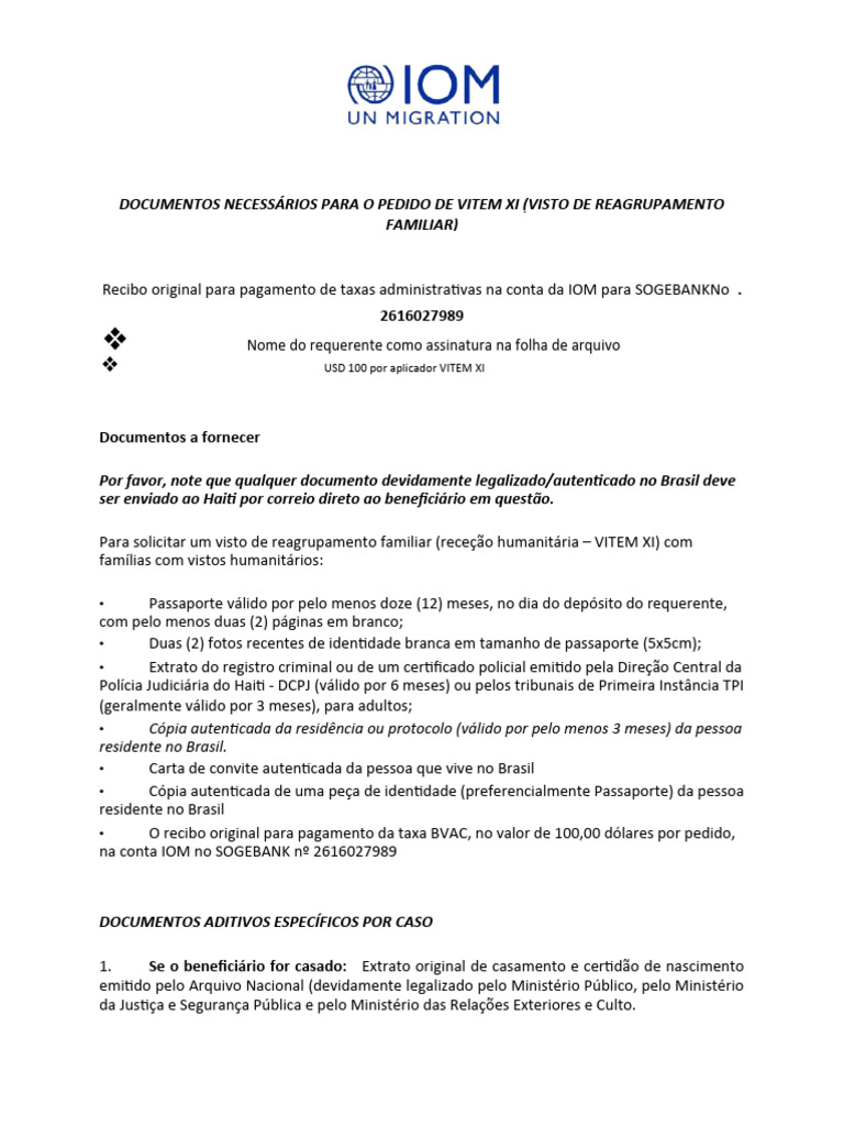 Documentos para Visto VITEM XI Brasil | PDF | Visto para viagem ...