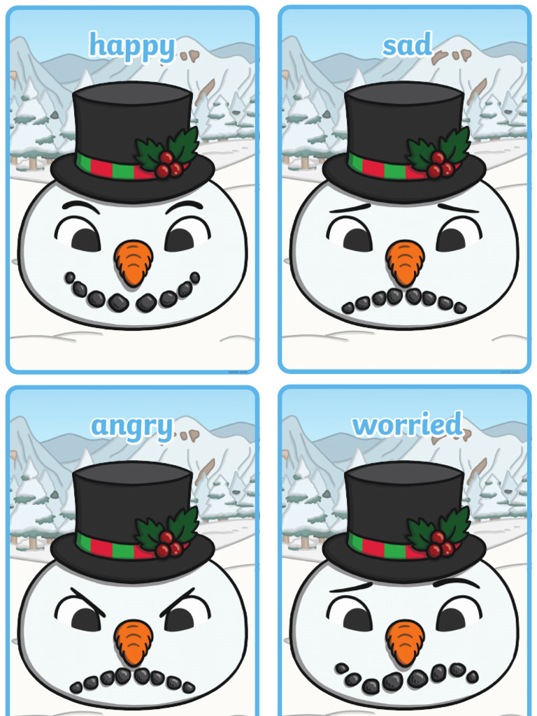 Snowman Faces Emotions Cards | PDF