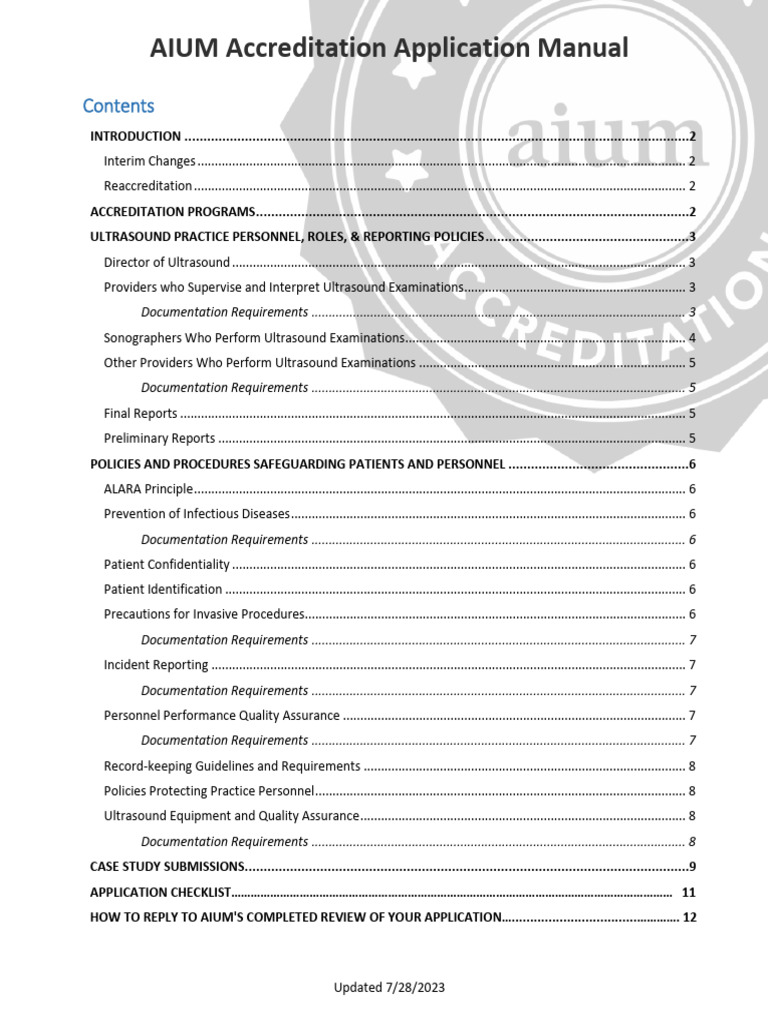 AIUM Ultrasound Accreditation Manual | PDF | Medical Ultrasound ...