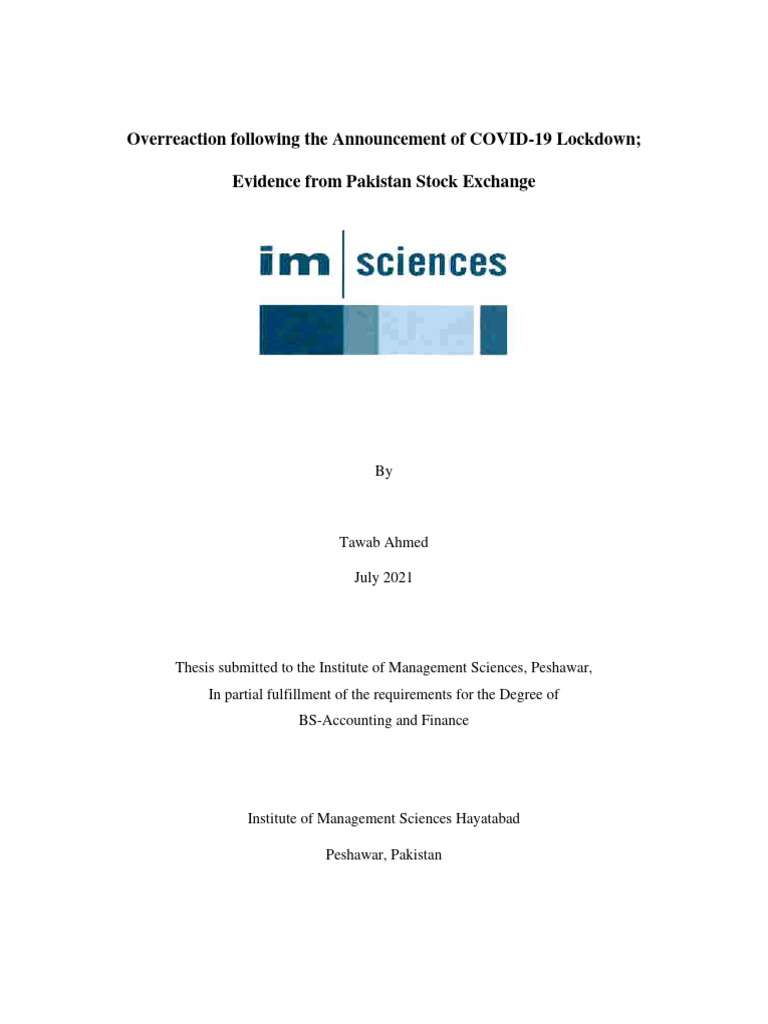 Final Thesis With Declaration PDF Black Binding | PDF | Efficient Market Hypothesis | Statistics