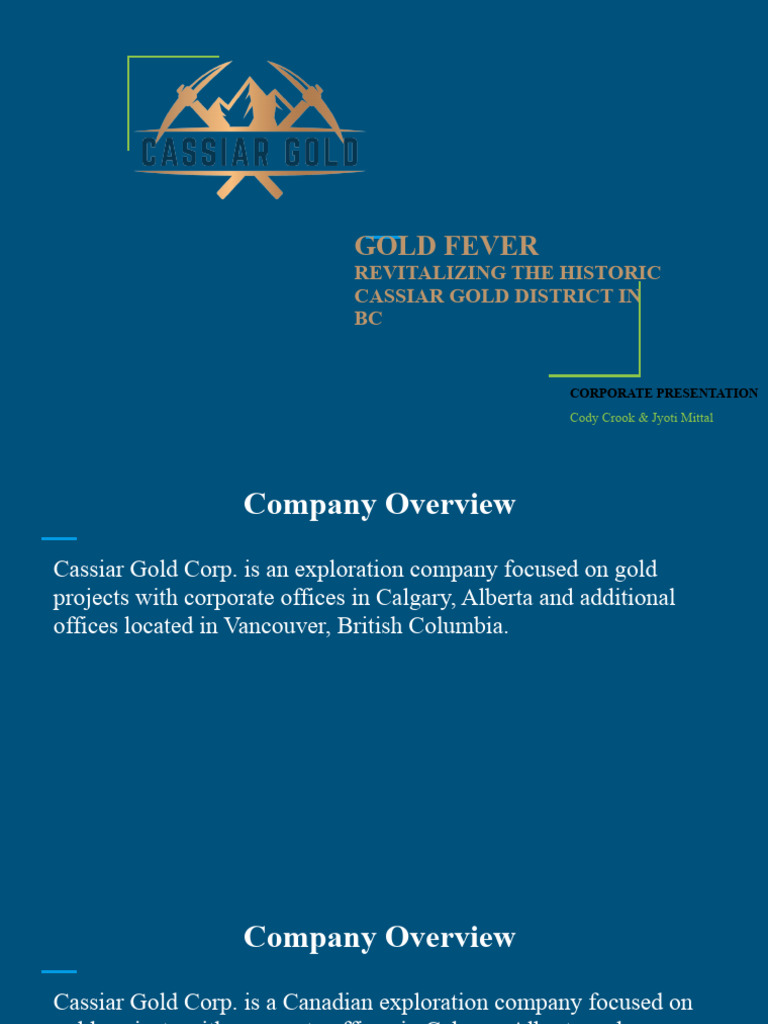 Cassiar Gold Presentation Final | PDF | Mining | Dividend