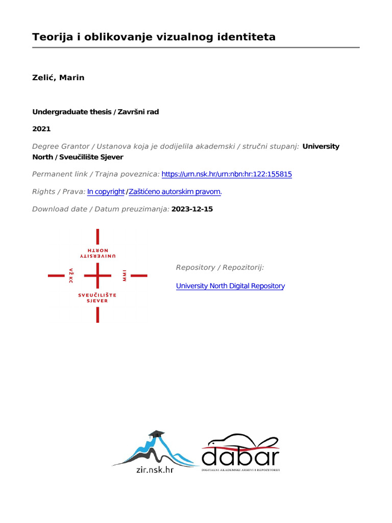 Teorija I Oblikovanje Vizualnog Identiteta Zelic | PDF