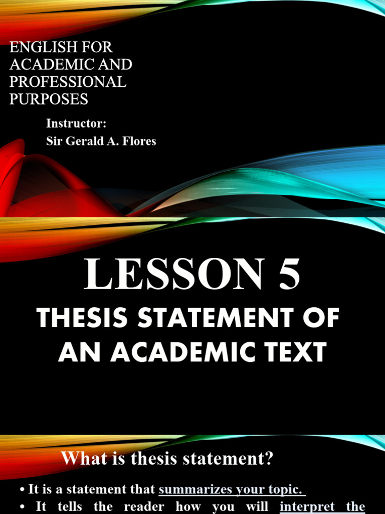 Thesis Statement LESSON 5 L1 | PDF | Essays | Thesis