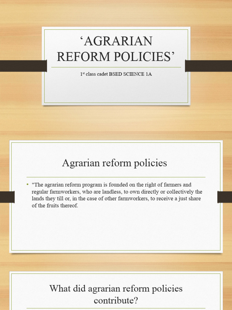 Agrarian Reform Policies' | PDF | Land Reform | Agrarianism
