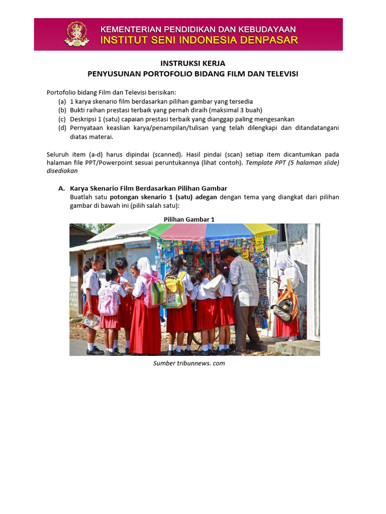 Instruksi Kerja Penyusunan Portofolio 2020 Film Televisi | PDF | Seni