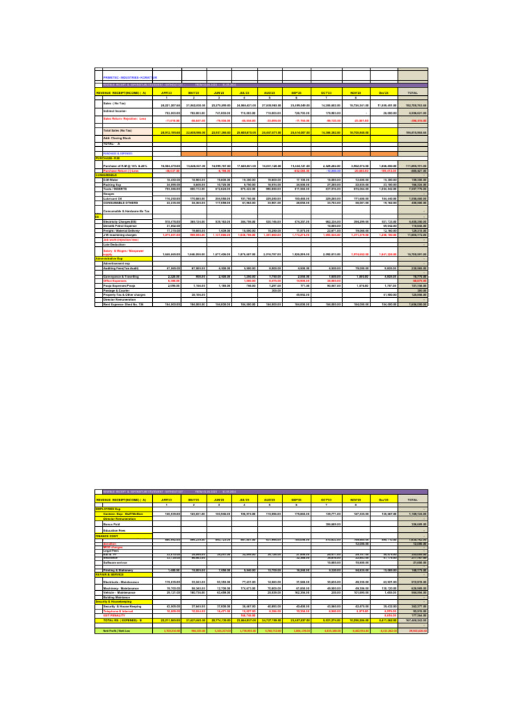 Primetec - Korattur P & L 2023 | PDF | Expense | Taxes