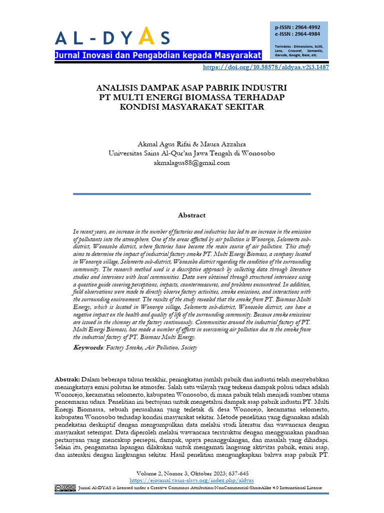 Jurnal Asap Pabrik | PDF | Air Pollution | Pollution