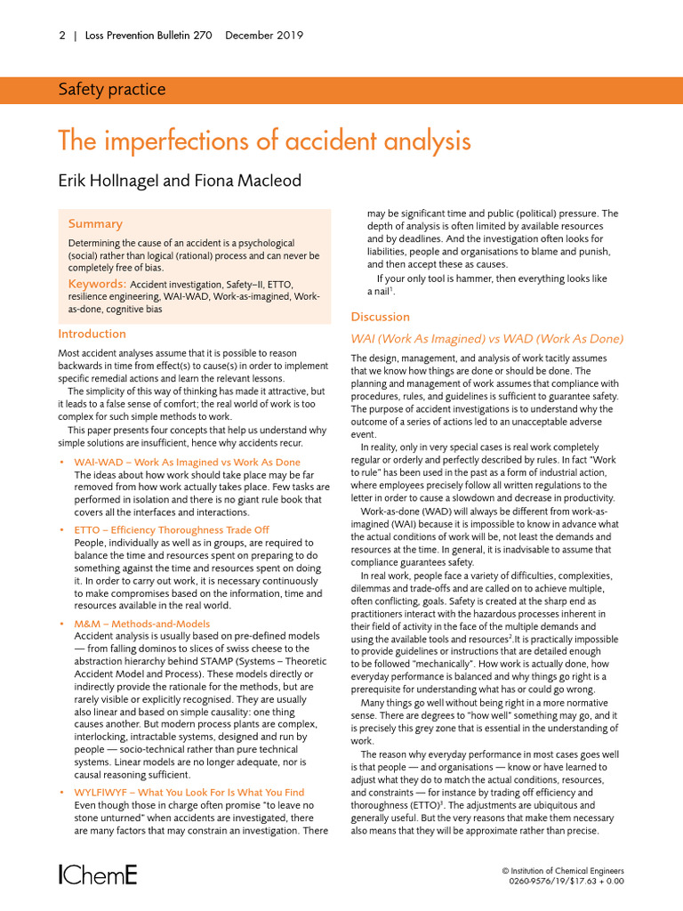 The Imperfections of Accident Analysis | PDF | Chernobyl Disaster | Causality