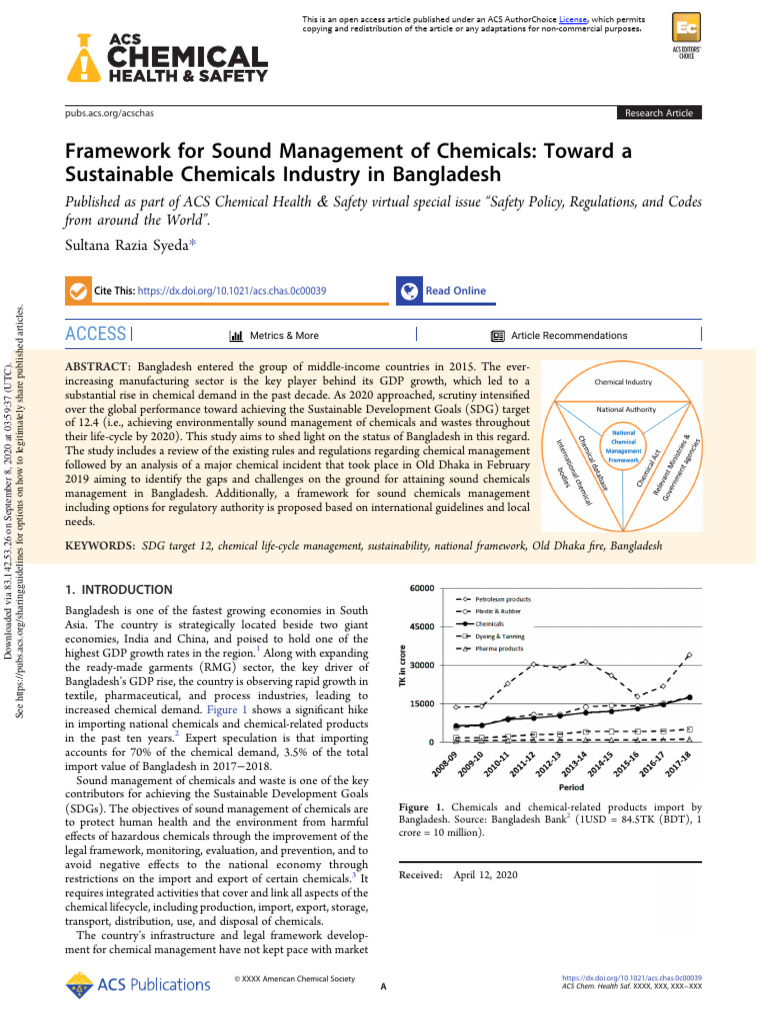 Framework For Sound Management of Chemicals Toward A Sustainable ...