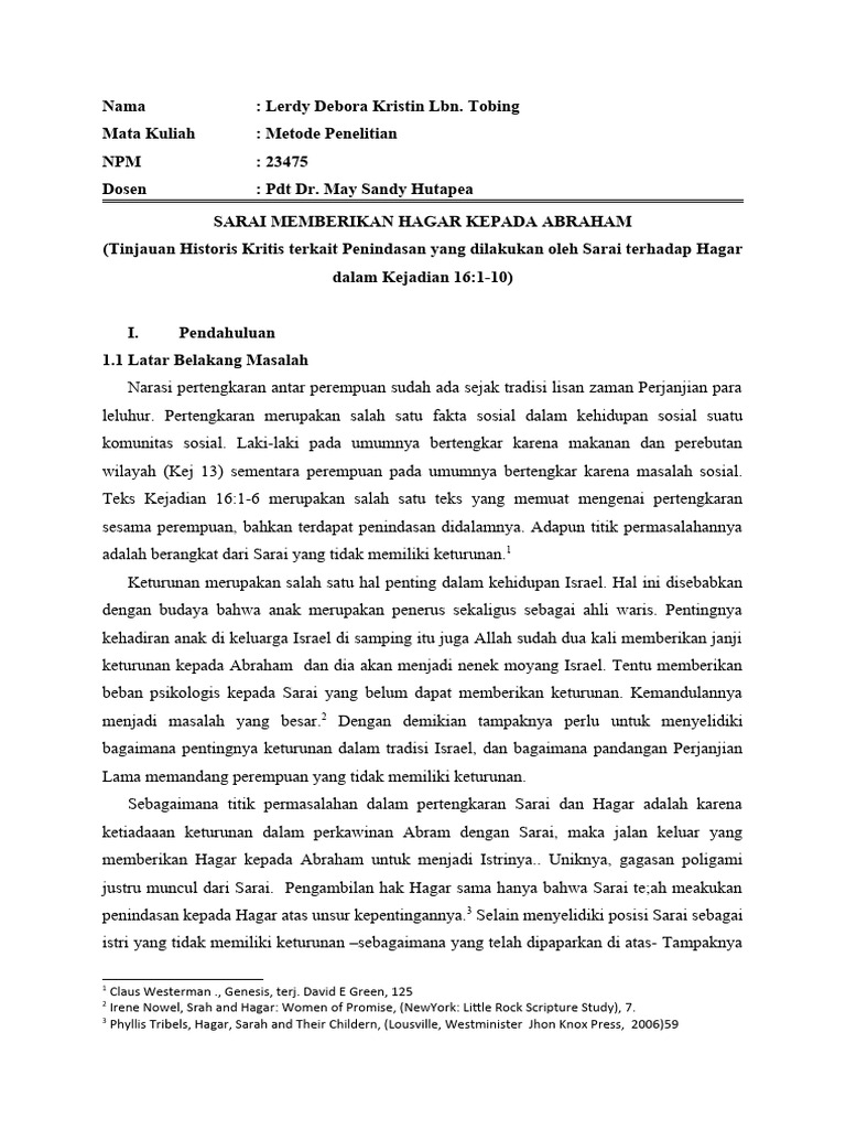 Lerdy Debora Kristin Lbn. Tobing - Metode Penelitian - MSH | PDF | Ilmu Sosial