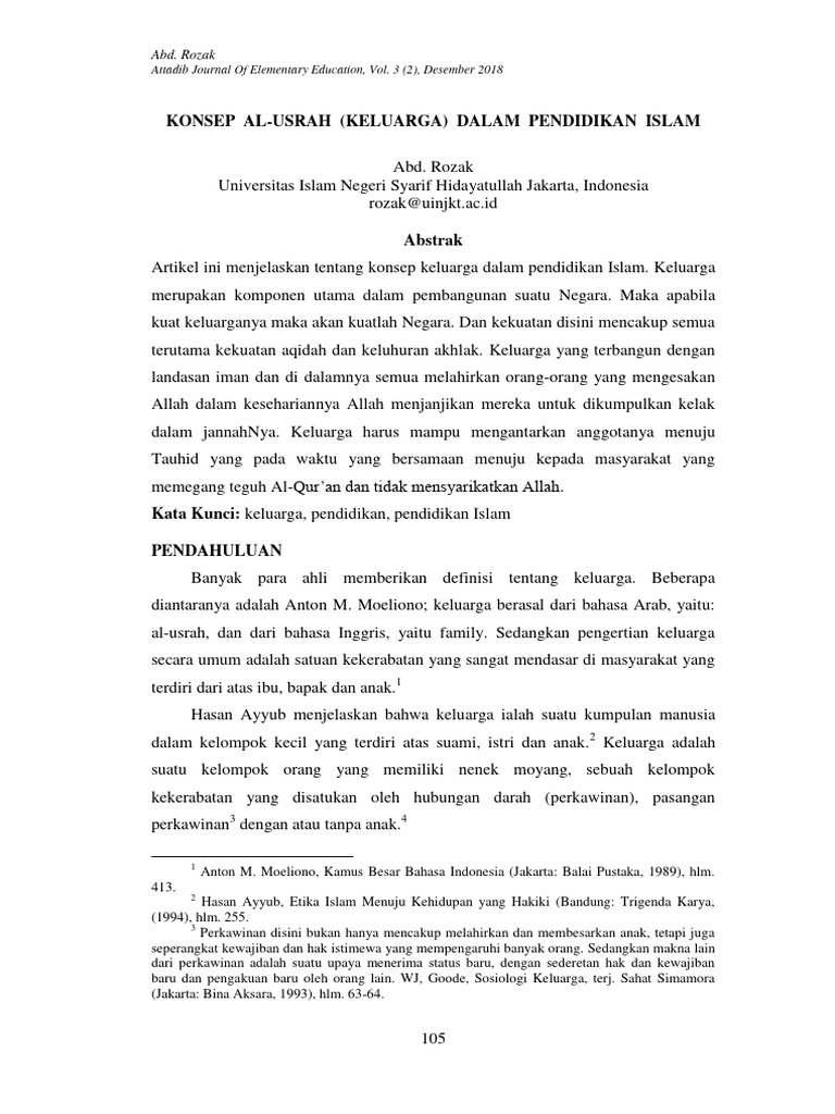 Konsep Al-Usrah (Keluarga) Dalam Pendidikan Islam | PDF | Filsafat ...