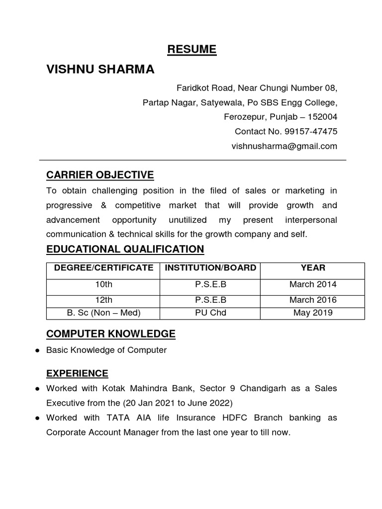 Vishnu Sharma Resume | PDF
