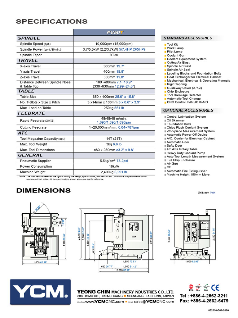 Specifications: Dimensions | PDF | Tools | Metalworking