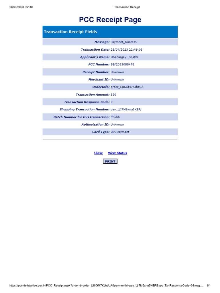 Dhananjay Receipt | PDF