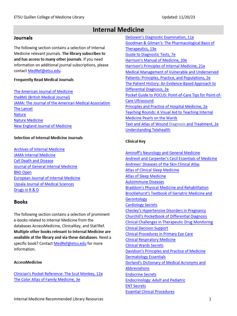 Internal Medicine2 | PDF | Medicine | Internal Medicine