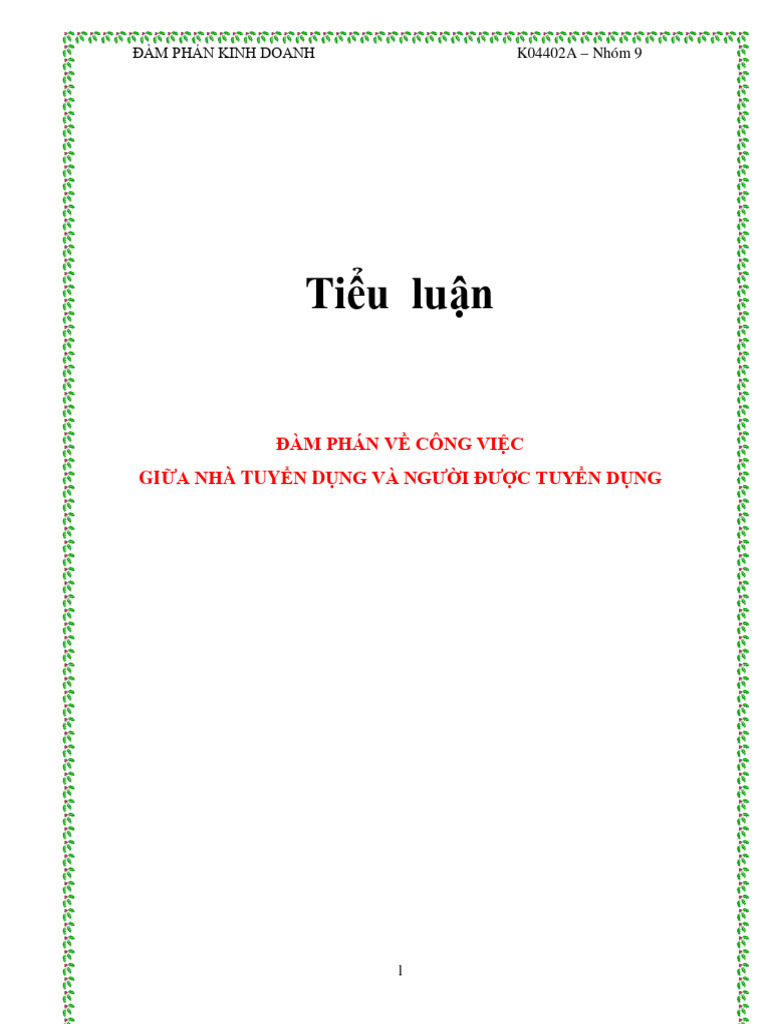(123doc) Tieu Luan Dam Phan Ve Cong Viec Giua Nha Tuyen Dung | PDF