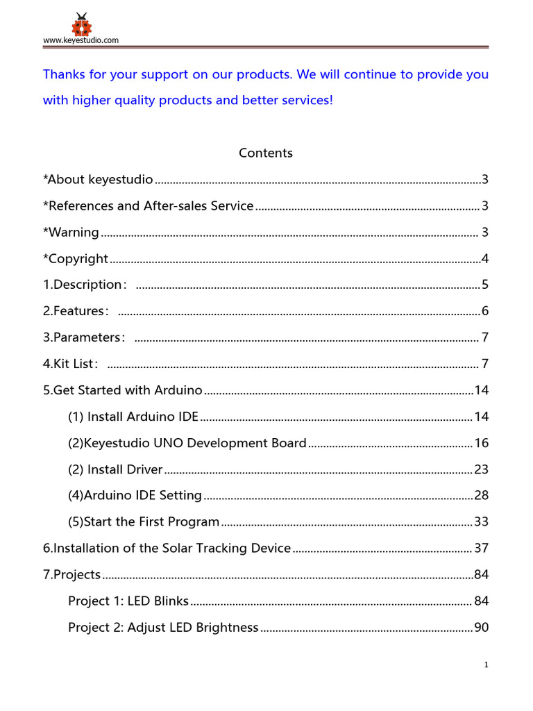 KS0530 Keyestudio Solar Tracking Kit | PDF | Arduino | Computer Engineering
