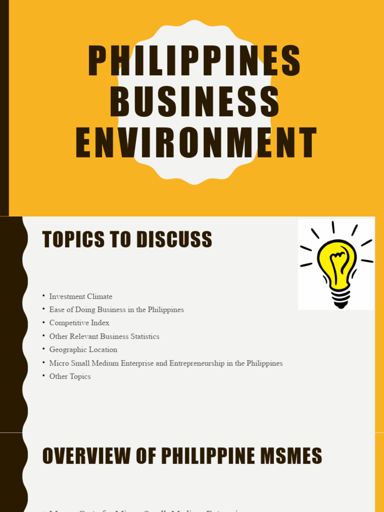 Philippine Business Environment | PDF | Small And Medium Sized ...