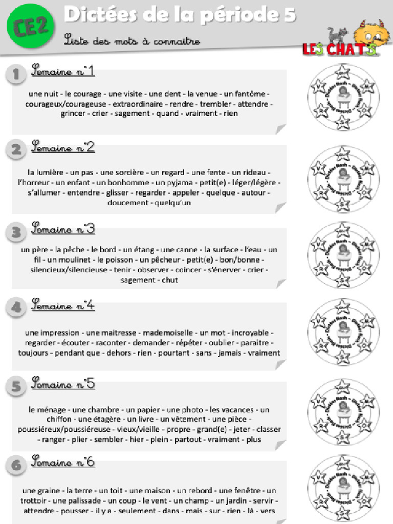 Dictée CE2 Période 5 | PDF