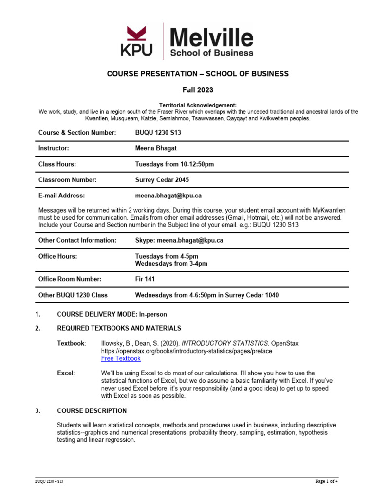 Buqu 1230-s13 Fall 2023 Bhagat, Meena | PDF | Statistics | Probability Distribution