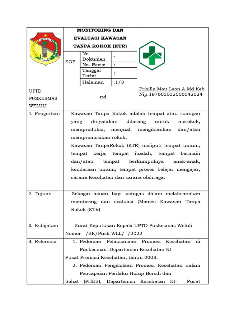 Sop Monev KTR F | PDF