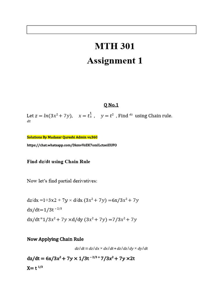 MTH301 Mubashar Hussain by Mudasar Qureshi Admin Vu360 | PDF