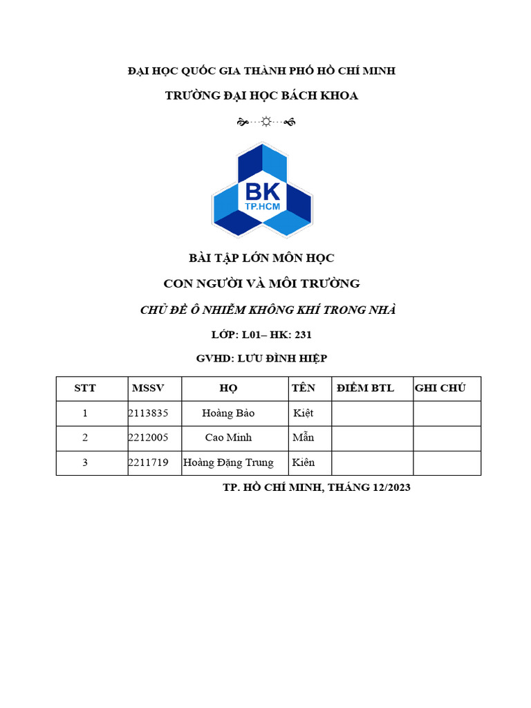 BTl L01 Ô nhiễm không khí | PDF