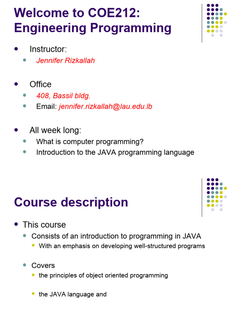 Ch. 0 - Lecture 1 - Overvew, Goals & Logistics | PDF