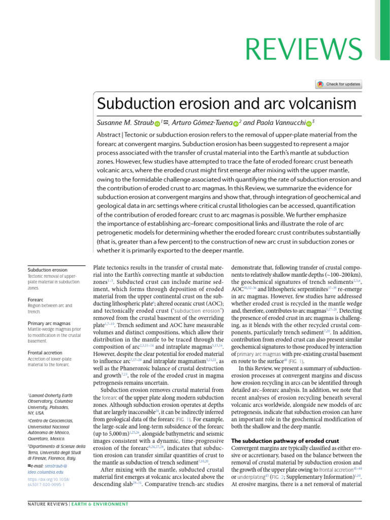 Subduction Erosion and Arc Magmatism | PDF | Crust (Geology) | Plate ...