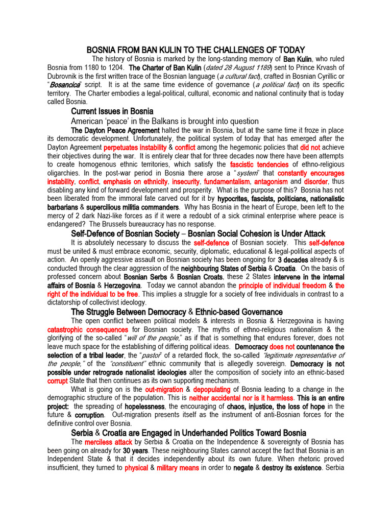 Bosnia From Ban Kulin To The Challenges of Today | PDF | Bosnia And ...