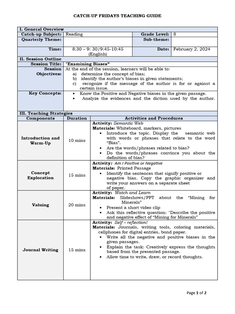 Teaching-Guide-Catchup-English 8 | PDF | Bias | Learning Teaching-Guide-Catchup-English 8 | PDF | Bias | Learning