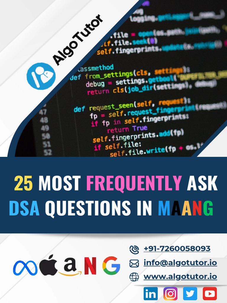 25 Most Frequent Ask DSA Questions in MAANG | PDF | String (Computer Science) | Algorithms And ...
