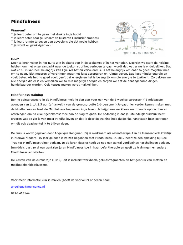 Algemene Info Training Mindfulness Nwe Plaatje Aangepast | PDF