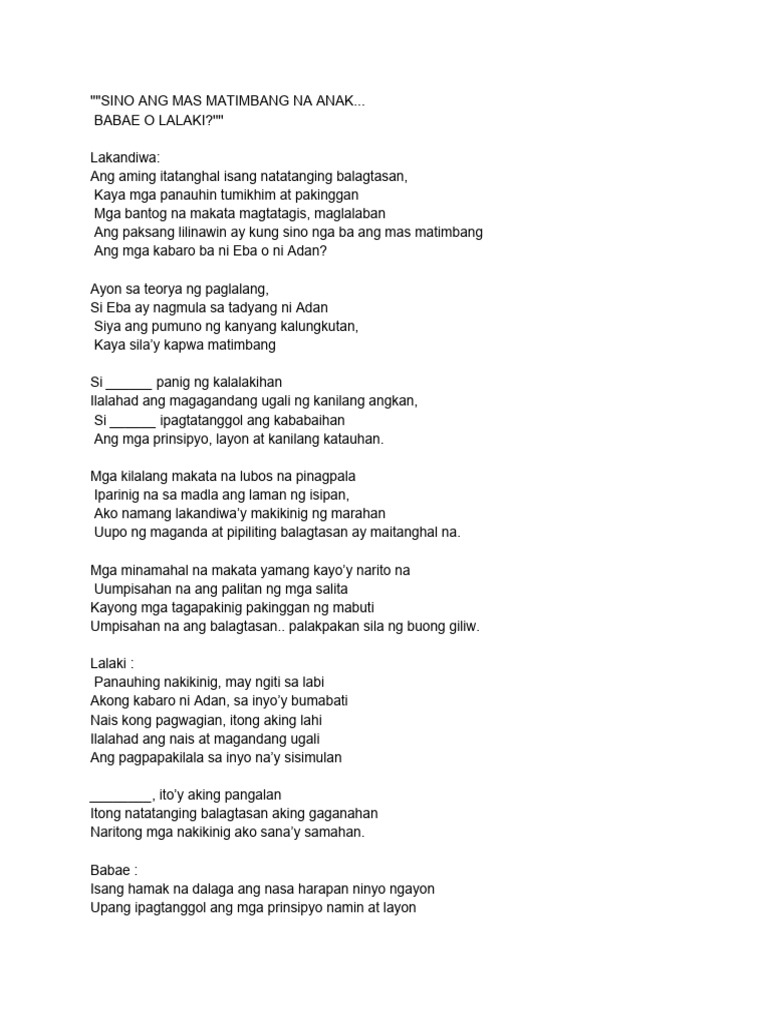 Balagtasan Grade 8 | PDF