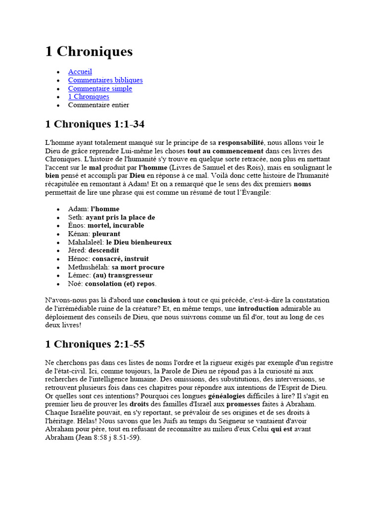 1 Chroniques | PDF | Salomons | David