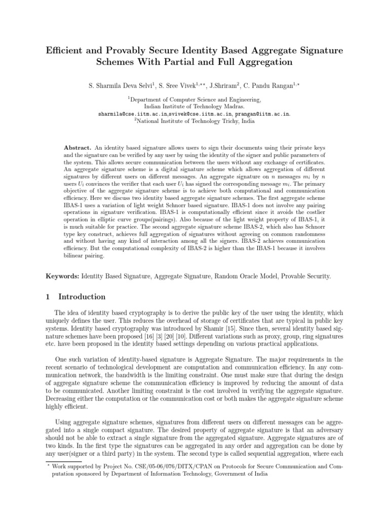 Efficient and Provably Secure Identity Based Aggregate Signature Schemes With Partial and Full ...
