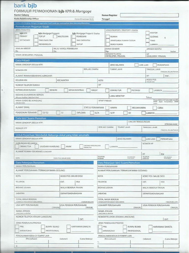 Formulir Baru Pengajuan KPR (Ukuran Legal) | PDF
