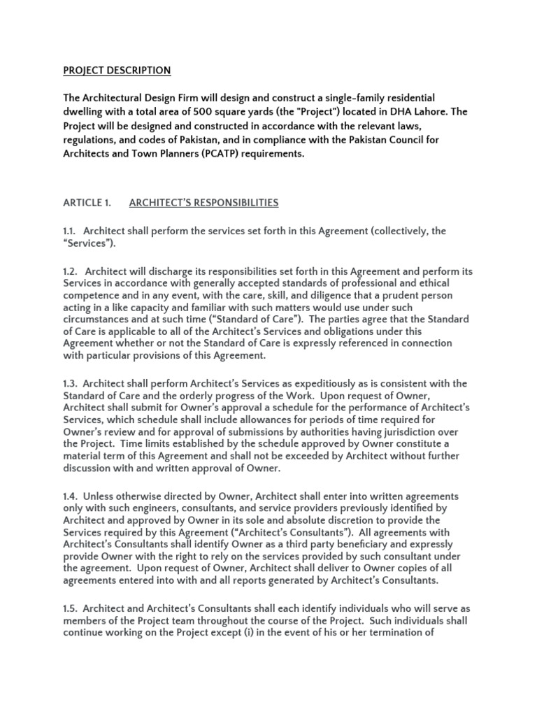 Contract | PDF | Architect | Specification (Technical Standard)