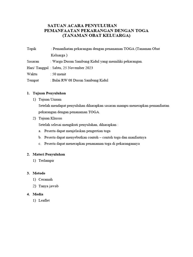 Penyuluhan Tanaman Obat Keluarga | PDF