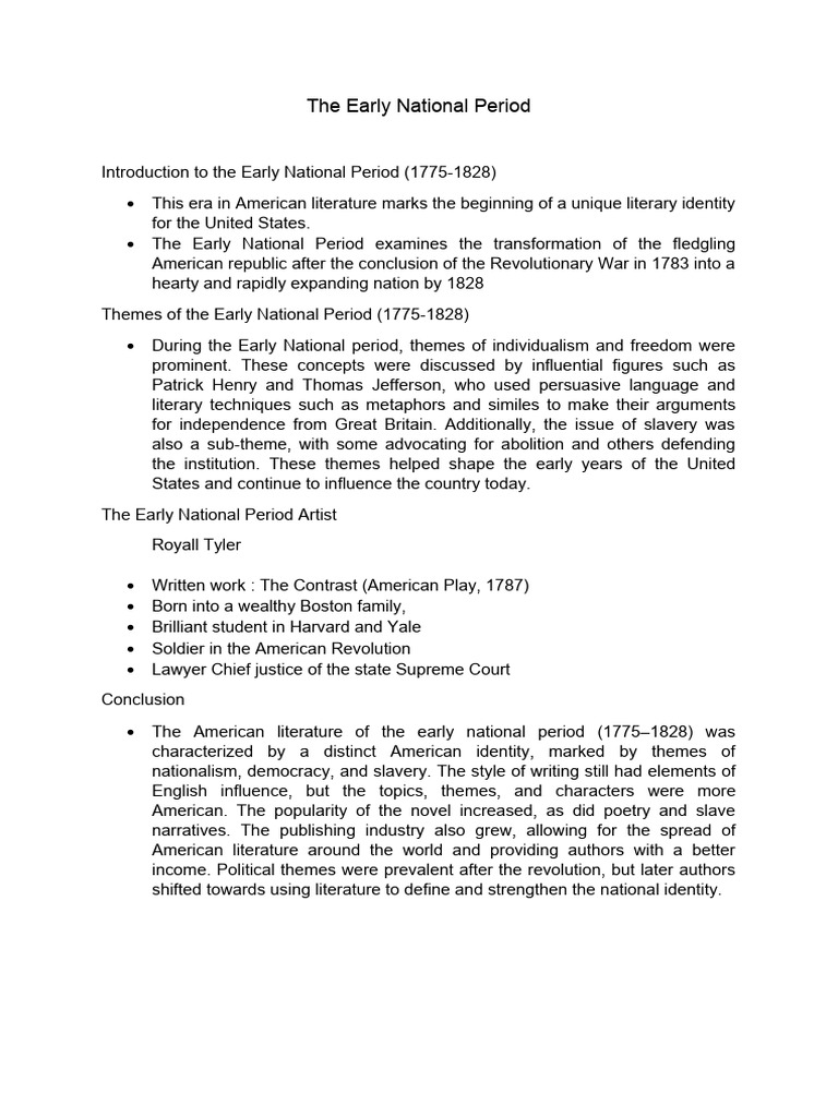 The Early National Period | PDF | John Steinbeck | Literary Modernism