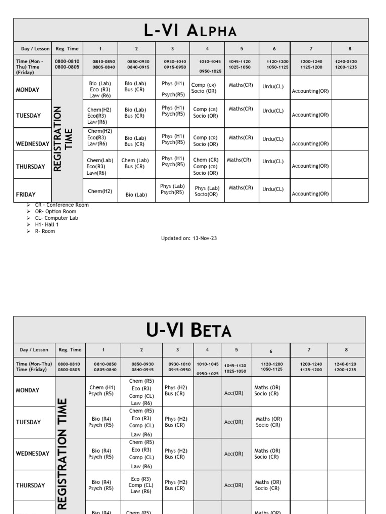 Timetable A-Level | PDF