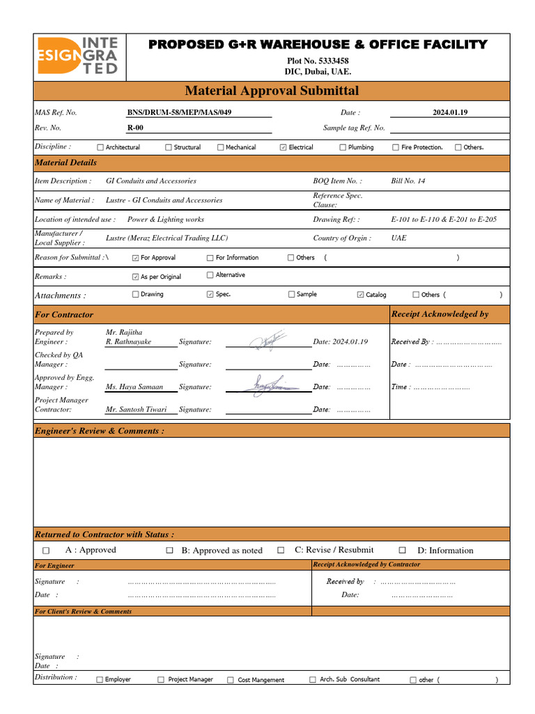Material Submittals GI Conduits & Accessories | PDF | Pipe (Fluid Conveyance) | Electrical Connector