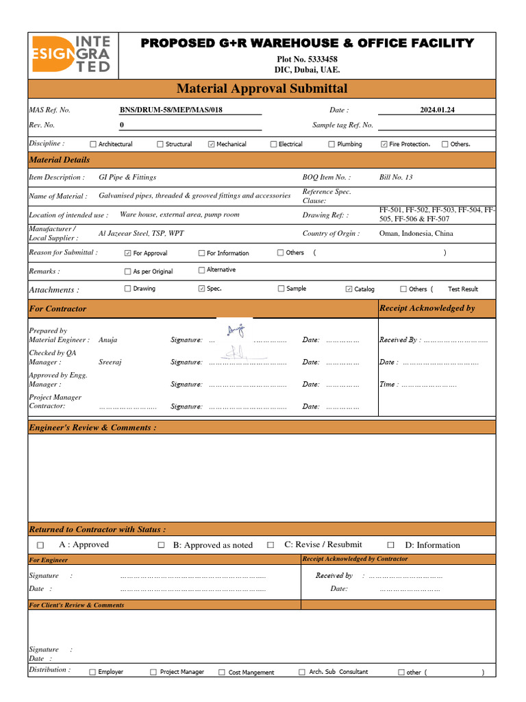 GI Pipe & Fittings Approval Submittal | PDF | Mechanical Engineering ...