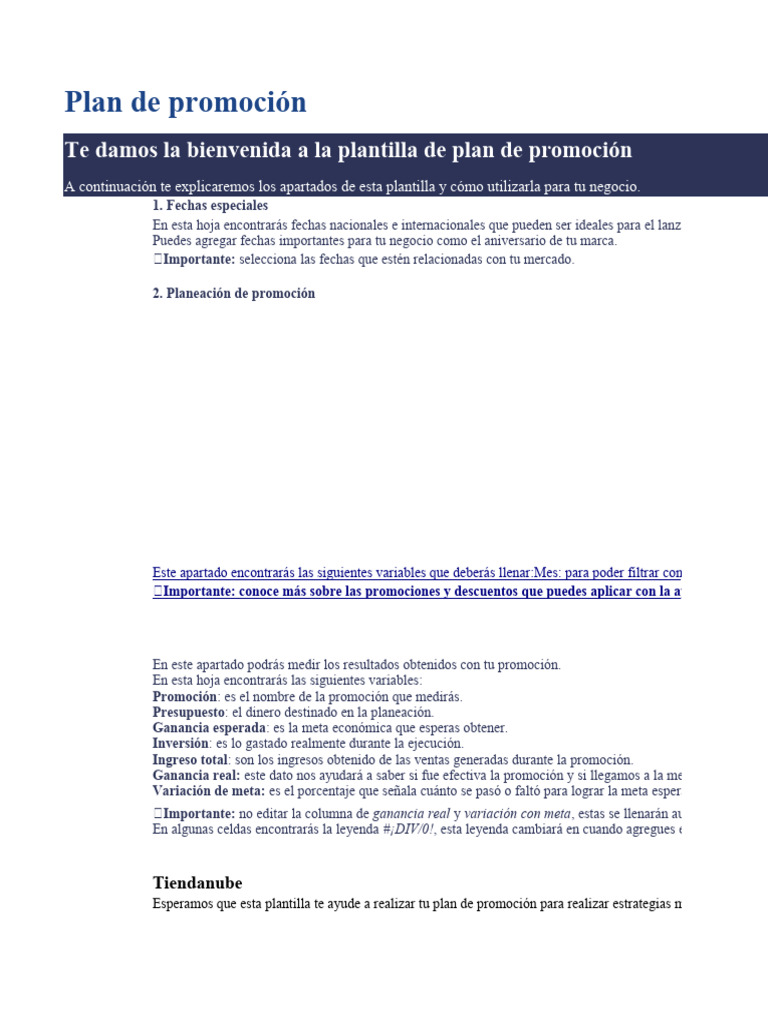 Plan de Promocion Tiendanube | PDF | Lunes cibernético