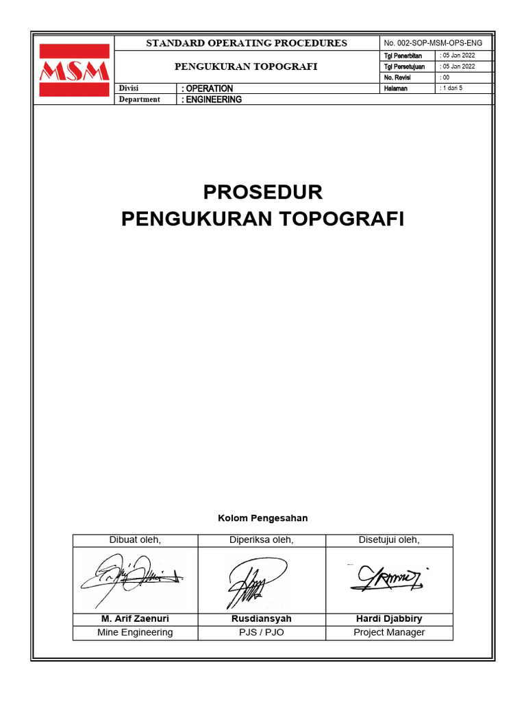 MSM-ENG-Prosedur Pengukuran Topografi | PDF