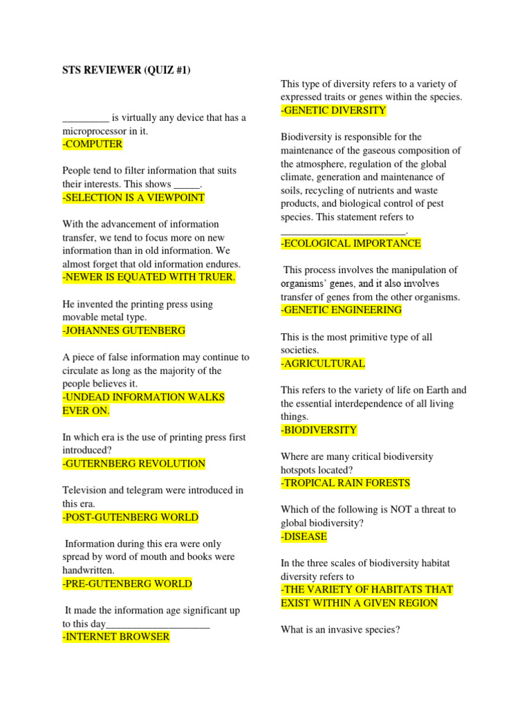 STS Reviewer | PDF | Biodiversity | Nanotechnology